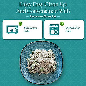 American Atelier Round Dinnerware Set | 16-Piece Stoneware Modern Plates & Bowls Sets | Gift Set Includes Dinner Plates, Salad Plates, Bowls, Mugs - Stoneware Dinnerware Set