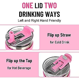 Zukro 40 oz Mug Tumbler With Flip Straw and Handle, Leak Proof Vacuum Insulated Stainless Steel Cup with 2-in-1 Lid Fit in Cup Holder, No Sweat, Keeps Cold for 24 Hours, Rose Cheetah