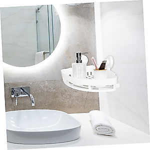 VOSAREA 1pc Shelf Storage Basket Wall-Mounted Shelf Soap Holder Rack Corner Shelf Wall Mounted Shelf Suction Cup Shower Shelf Wall-Mounted Bathroom Mounted Basket White Plastic