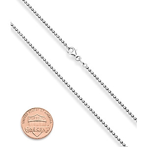 Miabella Italian 925 Sterling Silver 2mm Ball Chain Solid Bead Necklace Made in Italy(Length 20 Inches)