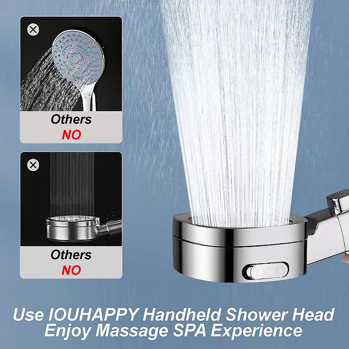 IOUHAPPY High Pressure 4-mode Handheld Shower Head Filtered Shower Head, One-key Stop Water Shower Heads with Handheld Spray, Extra Long 79 Inch Stainless Steel Hose, Wall & Overhead Brackets