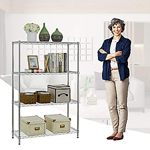 Wire Shelving Unit Heavy Duty Height Adjustable NSF Certification Utility Rolling Steel Commercial Grade for Kitchen Bathroom Office (Chorme, 36" Lx14 Wx54 H)