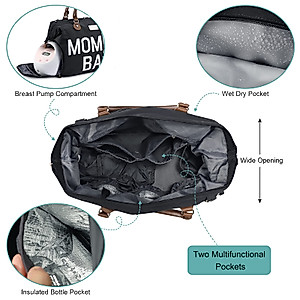 Sucipi Diaper Tote Bag,Hospital Bag,Mommy Bag for Hospital,Large Capacity Waterproof Multifunctional hospital bags for labor and delivery Baby Tote Bag for Baby Care (Black)