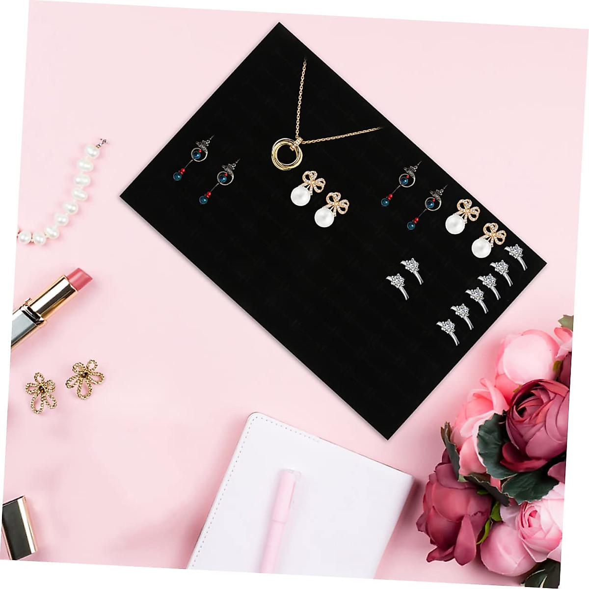 Abaodam 10pcs Jewelry Box Pad Jewelry Insert Display Mat Jewelry Display Tray Jewelry Organizer Tray Trinket Tray Trays Display Shelf Earring Sponge Display Pad Stud Box Velvet Embedded