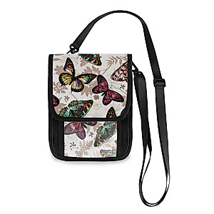 RFID Blocking Travel Neck Wallet - Butterfly Beautiful Passport Holder Neck Pouch for Women Men Waterproof Cash Documents Crossbody Pouch