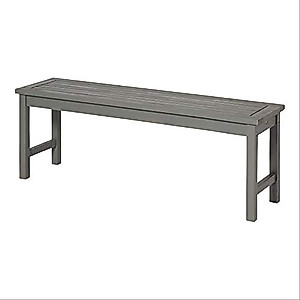 Walker Edison Rendezvous Modern Solid Acacia Wood Slatted Patio Bench, 53 Inch, Grey Wash