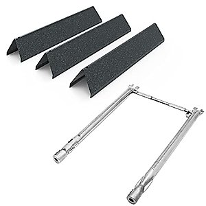 7635 Flavorizer Bars and 69785 Stainless Steel Grill Burner Tubes for Weber Spirit 200 Series Gas Grills with Front Control Panel, Replacement Parts for Weber Spirit E-210 S-210 E-220 S-220 Gas Grills