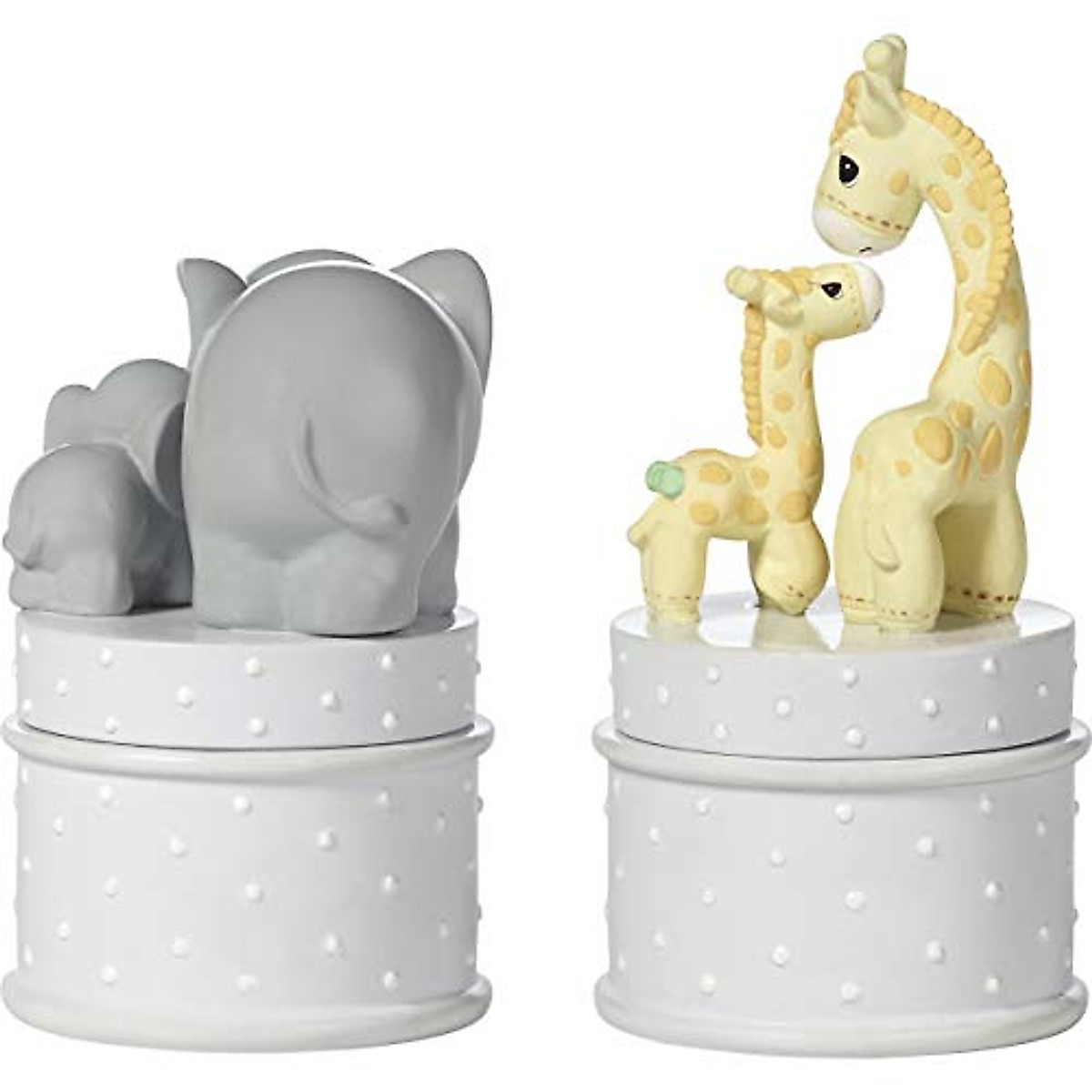 Precious Moments My First Tooth & My First Curl Elephant and Giraffe Resin Keepsake Set 182401, Multi