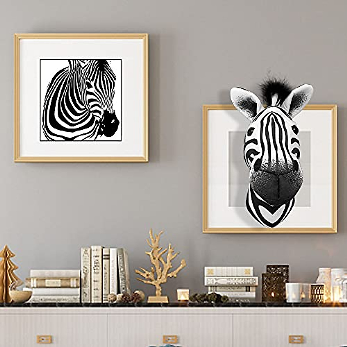 WOKI Jungle Zebra Stuffed Animal Heads for Wall Nursery Room Mount Charmers Fantasy Wall Decoration Hanging Girls Children Room