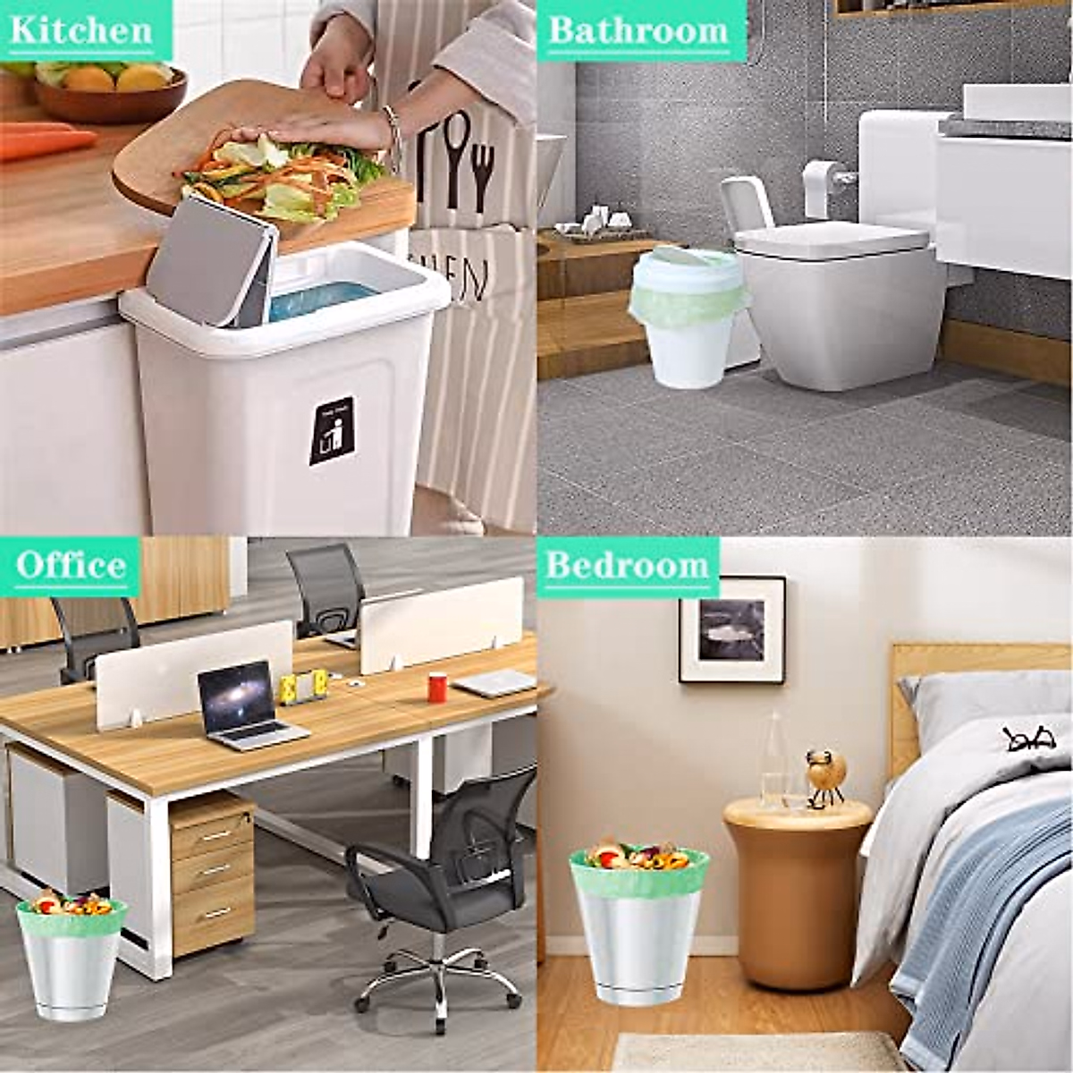 Small Trash Bags, 1.2 Gallon Extra Thick Garbage Bags,& Wastebasket Liners for Kitchen Bathroom Office Car Pet, (120 Counts, Green)