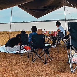 BOMOOMOO Camping Portable Folding Tables & 4Pcs Chairs Set, Collapsible Picnic Side Table & Chairs with Carrying Storage Bag, Black