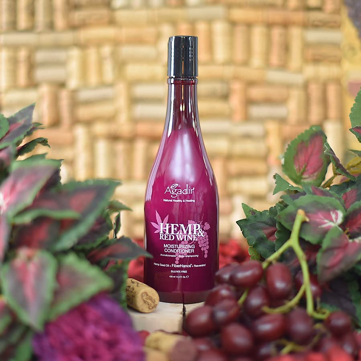 AGADIR Hemp & Red Wine Moisturizing Conditioner, 14.5 Fl Oz