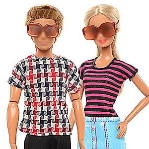 BARWA 5 Pcs Doll Travel Accessories 2 Doll Backpack Bag with Zipper with 2 Sunglasses 1 Telescope for 11.5 inch Doll…