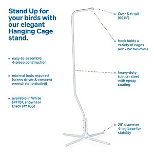 Prevue Pet Products Tubular Steel Hanging Bird Cage Stand 1781 White, 24-Inch by 24-Inch by 60-Inch
