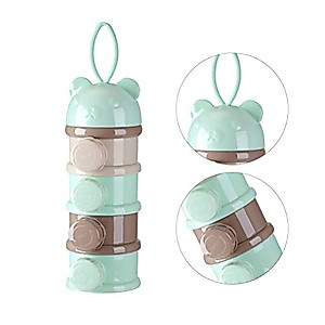 4 Layers Baby Milk Powder Formula Dispenser, Infant Milk Powder Box Stackable Food Snacks Storage Box Formula Container for Travel (Light Green)