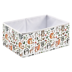 senya Large Storage Bins Woodland Animals Collapsible Foldable Storage Cubes Fabric Basket Closet Organizer Containers Box for Home Bedroom Office 11 x 11 x 11in