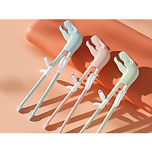 AFzuyanpr Kids Chopsticks Chopsticks for Kids 3Pairs Dinosaur Training Chopsticks with Anti-slip Tips Carton Packaging (Green/Blue/Pink)