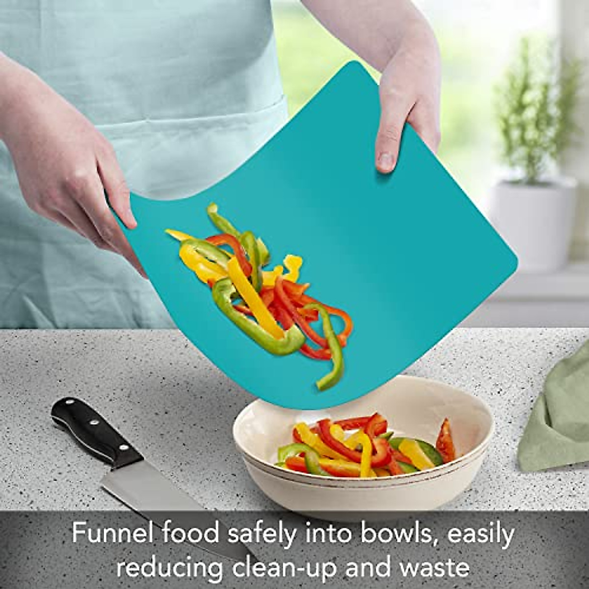 Cut N' Funnel Citrus Berry Non-Slip Flexible Plastic Cutting Board Mats 3 Pack of Assorted Sizes & Colors Made in the USA BPA Free Dishwasher Safe