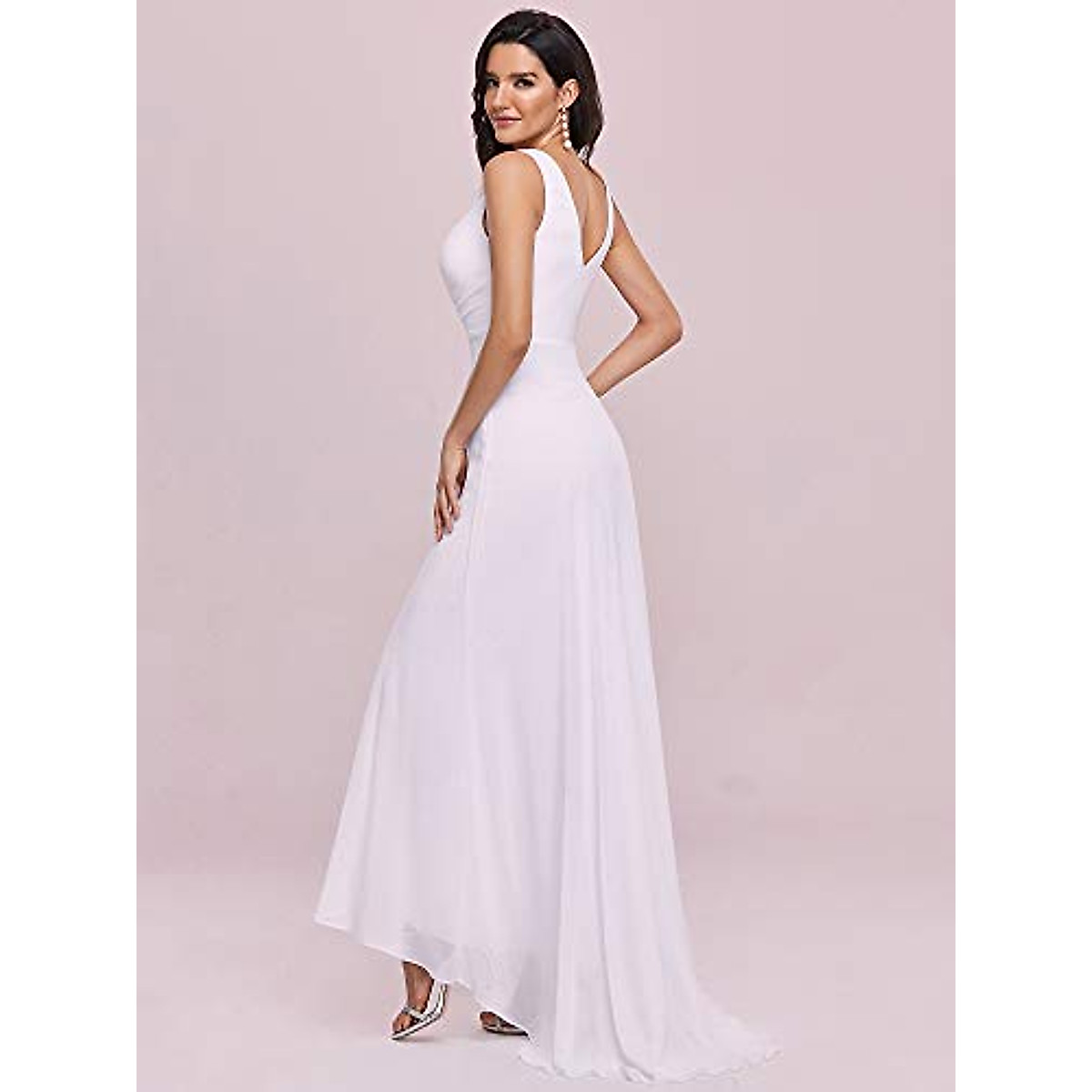 Ever-Pretty Women's High Low Wedding Guest Dress 16 US White