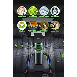 Tesiplz Car Ozone Generator,Negative Ion UV Light 3 Modes Air Purifier,Portable USB Touch Controlled Smoke Smell Odor Removal Eliminator Machine,Ionizer Deodorizer for Home Office Automotive Pet