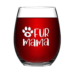 SHENDONG Fur Mama Glass Cat Dog Animals Lovers Gift for Mama Birthday Mothers Day Gifts for Animals Dog Cat Lovers Mama Mom from Daughter Son with Gift Box Thicken 15 Ounce White