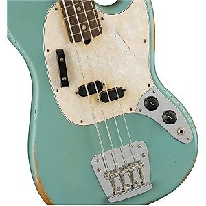 Fender JMJ Road Worn Mustang Bass, Faded Daphne Blue, Rosewood Fingerboard