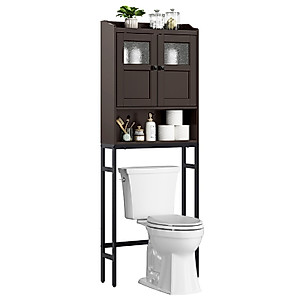 MXARLTR Over The Toilet Cabinet for Bathroom Storage, Over Toilet Storage Cabinet, Above Toilet Storage with 2 Doors and Adjustable Shelf Space Saver Cabinet Over Toilet Bathroom Organizer (Espresso)