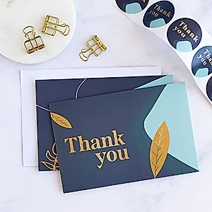Rileys Thank You Cards with Envelopes | 50-Count, Gold Foil - Blank Note Cards, Thank You Notes, Blank Cards with Envelopes, Thank You Wish Cards, Wedding, Graduation, Baby Shower (Navy Blue)