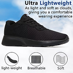 MAIITRIP Mens Walking Shoes,Ultra Lightweight Breathable Tennis Running Shoes Mesh Non-Slip Casual Comfortable Fashion Sneakers Work Gym Workout Athletic Sport Cuhioning Trainers Black Size 9.5