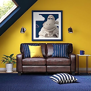 Serta Palisades 61" Track Arm Sofa, Durable Bonded Leather, Soft Pillow Back, Pocket Coil Seat Cushions, Loveseat or Couch for Small Spaces, Living Rooms or Bedrooms, Chestnut Brown