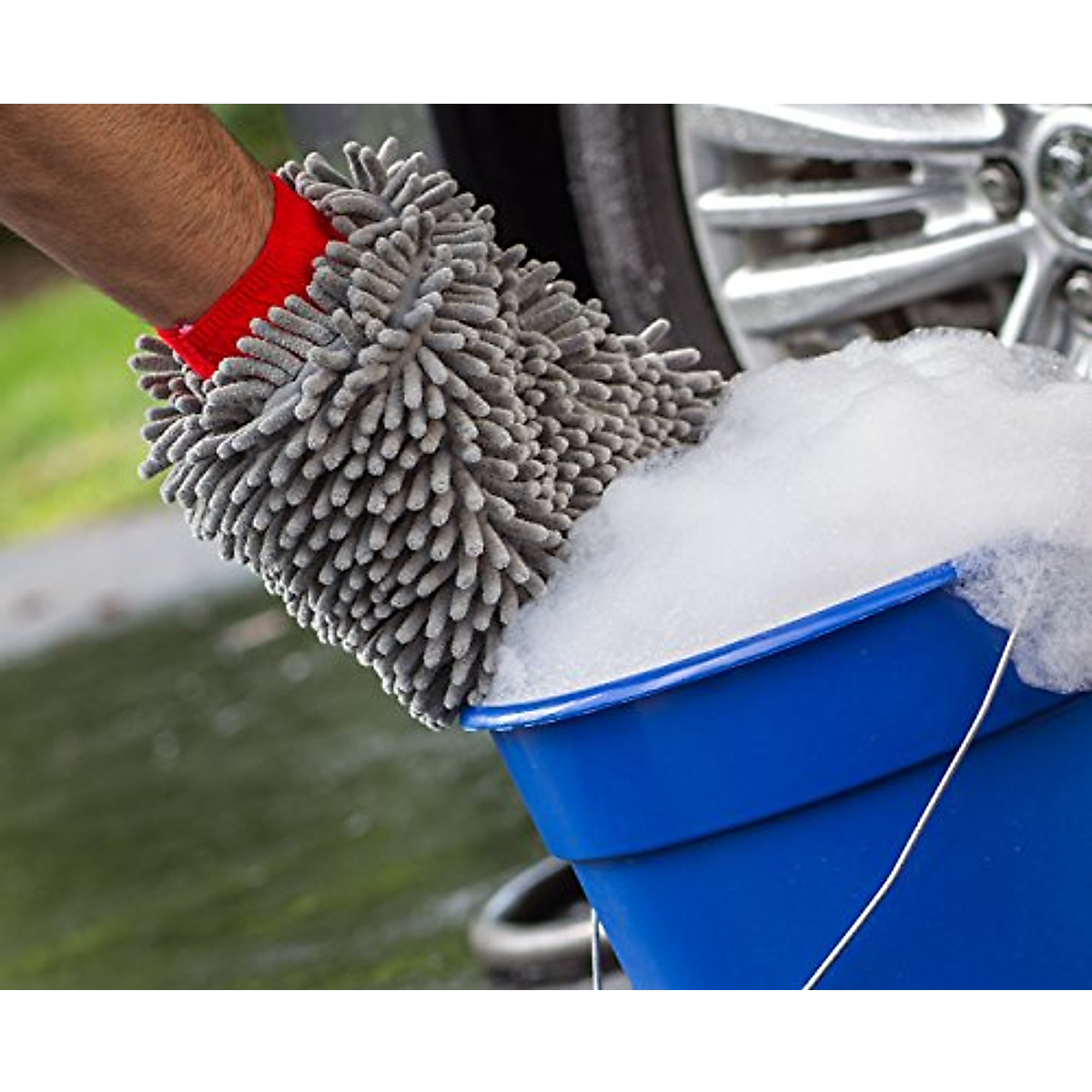 Mothers Premium Chenille Car Wash Mitt - Scratch & Lint Free, 2pk