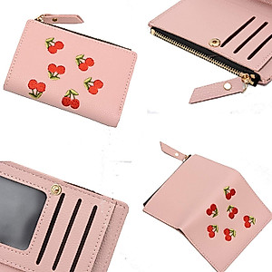 Nawoshow Women Cute Small Wallet Cherry Pattern Coin Purse Card Holder Clutch Bag (A-Pink)