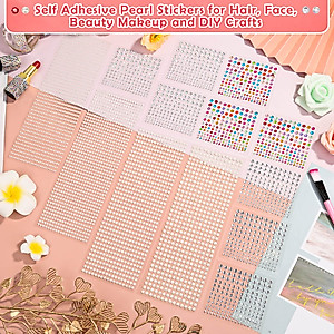 4576 Pieces Hair Pearls and Face Rhinestones Stickers, Self Adhesive Stick on Pearls Bling Gems Jewels Stickers for Hair Face Body Makeup Clothes Shoes Bags DIY Craft and Decorations