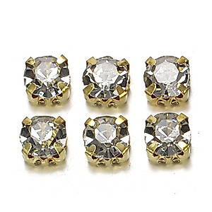 NHBT YU 200pcs DIY Glitter Crystal Claw Rhinestone Sew-On Glue-On for Clothes Garment Hair Clip Jewelry Making Components Accessories T87 (Color : Gold, Size : 7.5mm)