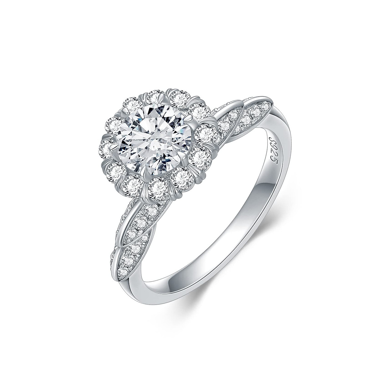 Molioaki 1.25 Carat (ctw) moissanite engagement rings for women Platinum Plated Silver moissanite rings- 9.5