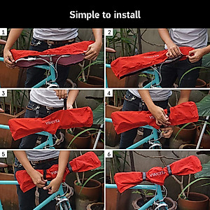 Vincita Water-Resistant Durable Handlebar Rain Cover Red Bike Cover for Mountain Bikes, Folding Bike, E-Bikes, Bikepacking Accessories (Red)