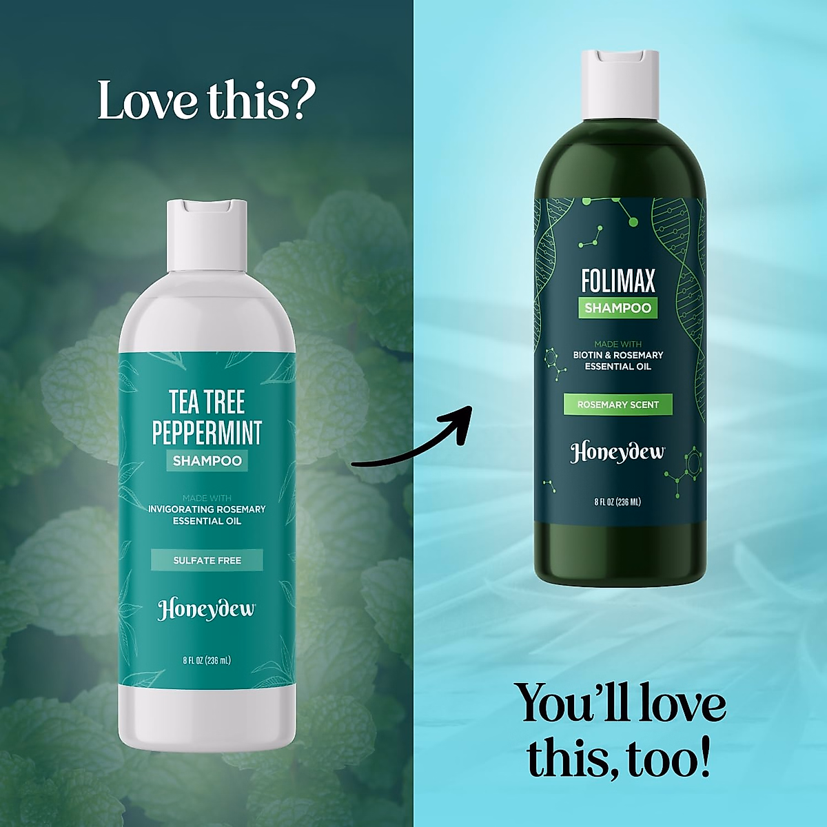 Invigorating Tea Tree Mint Shampoo - Rosemary Mint Shampoo for Oily Hair with Tea Tree Oil for Hair - Aromatherapy Clarifying Shampoo for Build Up Dry Scalp and Flakes with Essential Oils for Hair