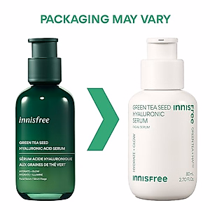 innisfree Green Tea Seed Hyaluronic Serum with Panthenol and Niacinamide, Korean Face Serum for Hydration and Glow (Packaging May Vary)