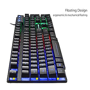 Sdoveb Gaming Keyboard Mouse and Mouse pad Combo, Rainbow LED Backlit Keyboard Mouse, for Windows XP, Vista 7/8/10, OSX Systems (Black)