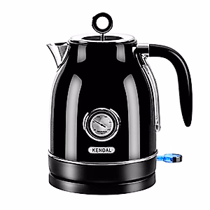 1.7L Stainless Steel Electric Water Kettle Boiler with Thermometer, Temperature Gauge and Auto Shut Off, 1500W Hot Water Heater with Boil Dry Protection, Black