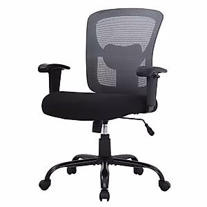 BestOffice Big and Tall Office Chair 500lbs Desk Chair Mesh Computer Chair with Lumbar Support Wide Seat Adjust Arms Rolling Swivel High Back Task Executive Ergonomic Chair for Home Office (Grey)