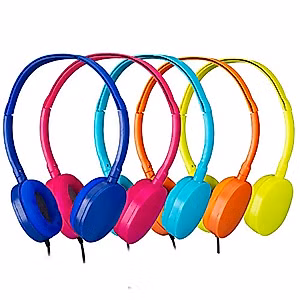 YMJ Bulk Headphones Kids Headphones 5pack, Headphones for Kids,Girls Boys- Earbuds for Kids Colorful (Mixed Color) Headphones for Grils, Boys,Students, Libraries, Classroom