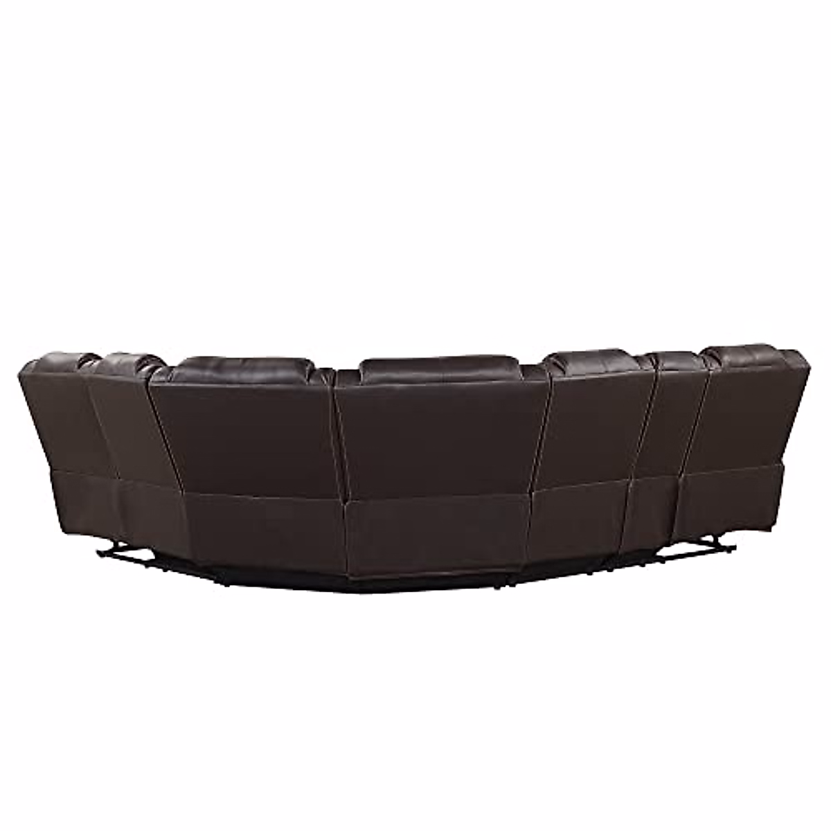 Modern Manual Reclining Motion Corner Sectional Sofa ,5 Seaters PU Leather Recliner Sofa & Couch Curved L-Shaped Couch W/ LED Strip, Console Storage and 2 Cup Holders for Living Room Furniture Sets