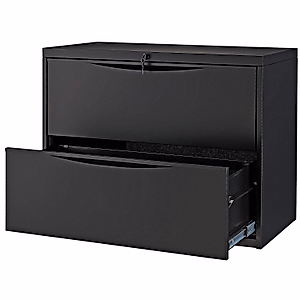 Global Industrial 30"W Premium Lateral File Cabinet, 2 Drawer, Black