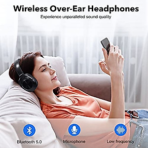 Noise Cancelling Headphones Wireless Bluetooth Foldable Over Ear Headphones with Microphone 40H Playtime Deep Bass Memory Foam Ear Cups for Laptop,TV,Travel,Work