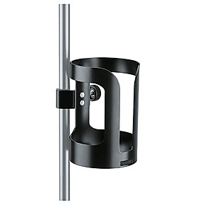 K&M König & Meyer 16022.000.55 Universal Drink Holder - Microphone Stand Tube Attachment - Holds Bottles, Cups, Glasses - Professional Grade Accessory- German Made - Black