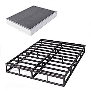 ZIYOO California King Box Spring and Cover, 9 Inch High Profile Easy Assembly,Mattress Foundation/Heavy Duty Metal Steel Structure/Quiet Noise-Free Accessory