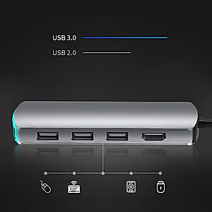 Naroote Docking Hub Hub, Durable Type-C to HDMI 8 in 1 Desktop for Computer