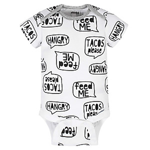 Onesies Brand Unisex Baby 3 Onesies 3 Pants Outfit Bundle Mix n Match Newborn to 12M, Grey Orange Pizza