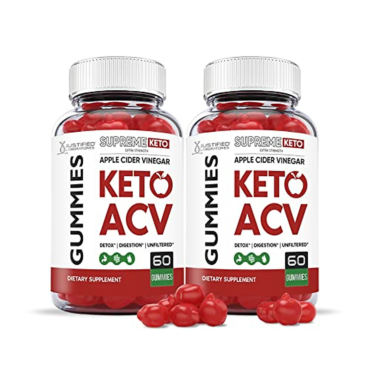 Justified Laboratories (2 Pack) Supreme Keto ACV Gummies 1000MG with Pomegranate Juice Beet Root B12 120 Gummys